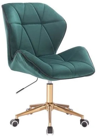 LuxuryForm DESIGN Otočná židle MILANO MAX VELUR na zlaté podstavě s kolečky - zelená