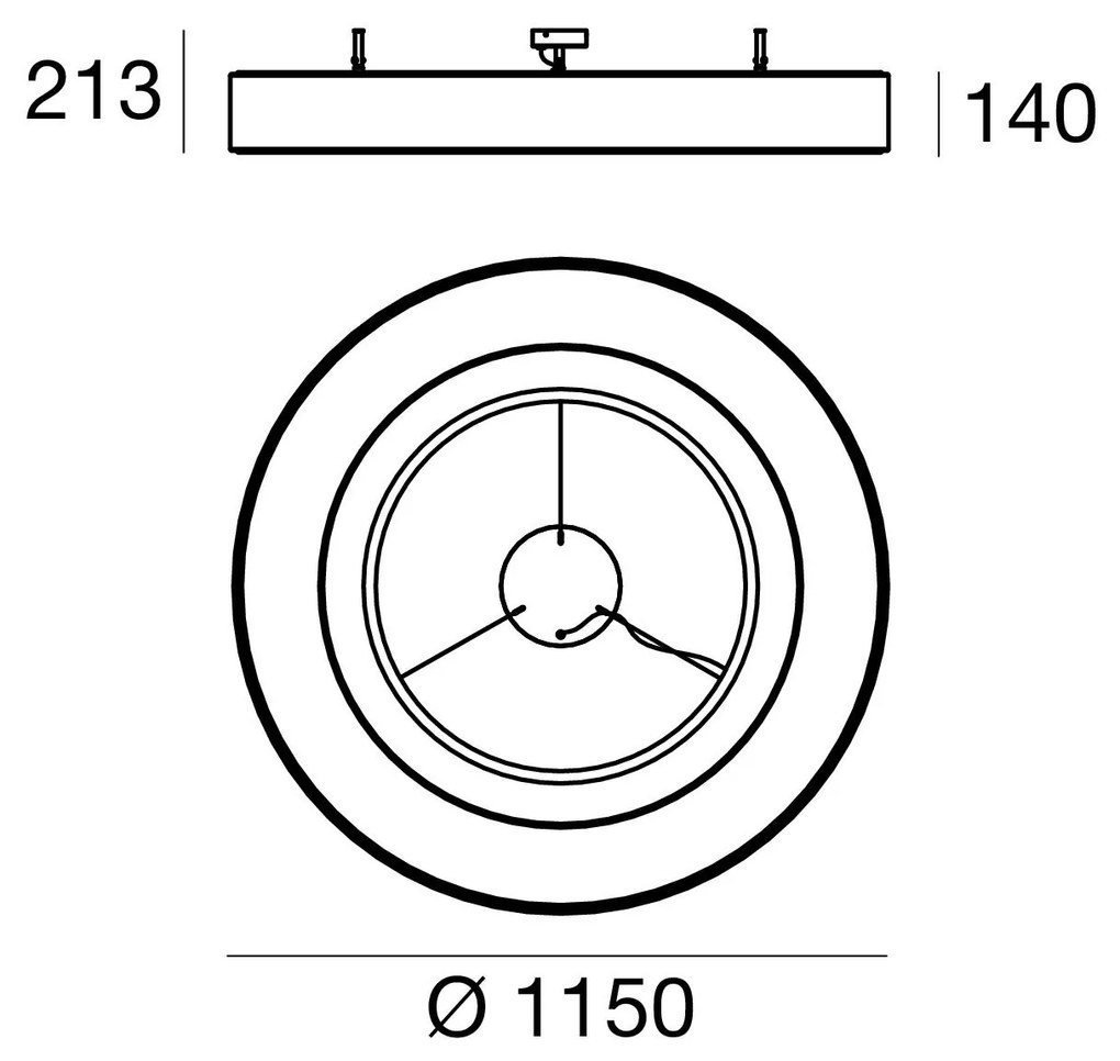 Stilnovo Saturn, kruhové svítidlo pro přisazení, 98W LED 3000K stmívatelné DALI, prům. 115cm