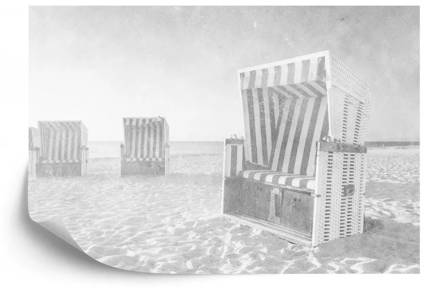 Fototapeta Ostsee Strandkörbe Black &amp;amp; White Omyvatelný vlies 315x210