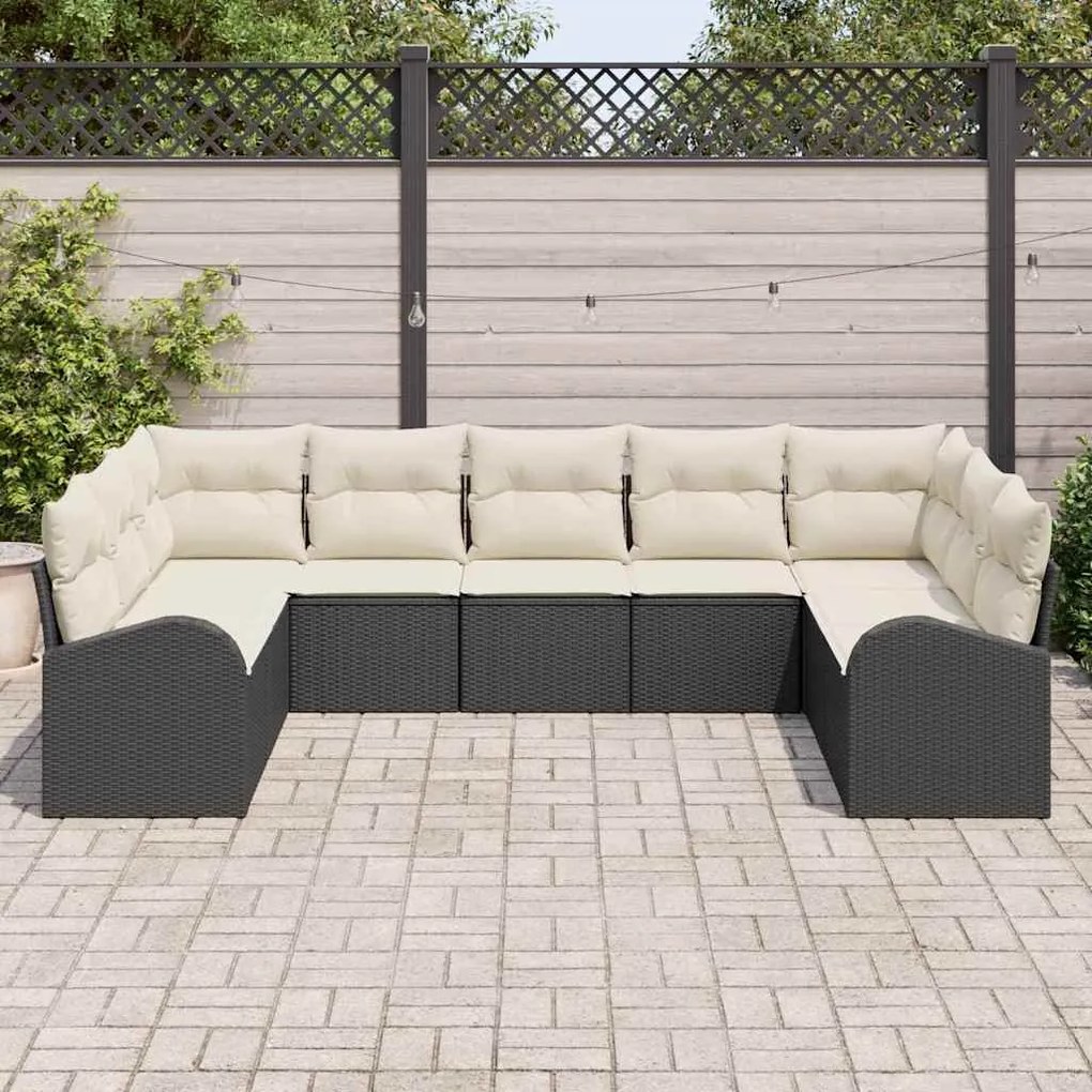 Set pohovek 9 ks Černá [Syntetika]: Poly Ratan 3346197