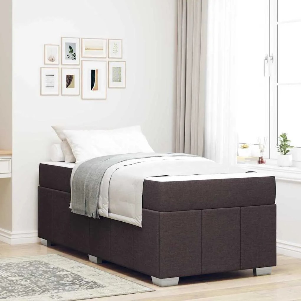 Rám postele s matrací Tmavě hnědá 90 x 200 cm textil 3398261