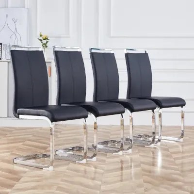 Aosom Jídelní židle, sada 4 kusy, kovový rám, ergonomický design, 43x54x100 cm, černá