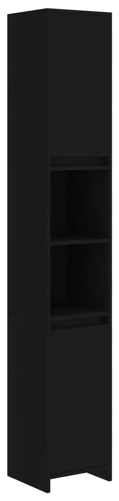 vidaXL Koupelnová skříňka černá 30 x 30 x 183,5 cm dřevotříska