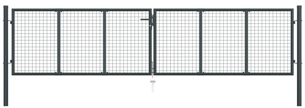 vidaXL Marketos Pletivá zahradní branka pozinkovaná ocel 400 x 100 cm šedá