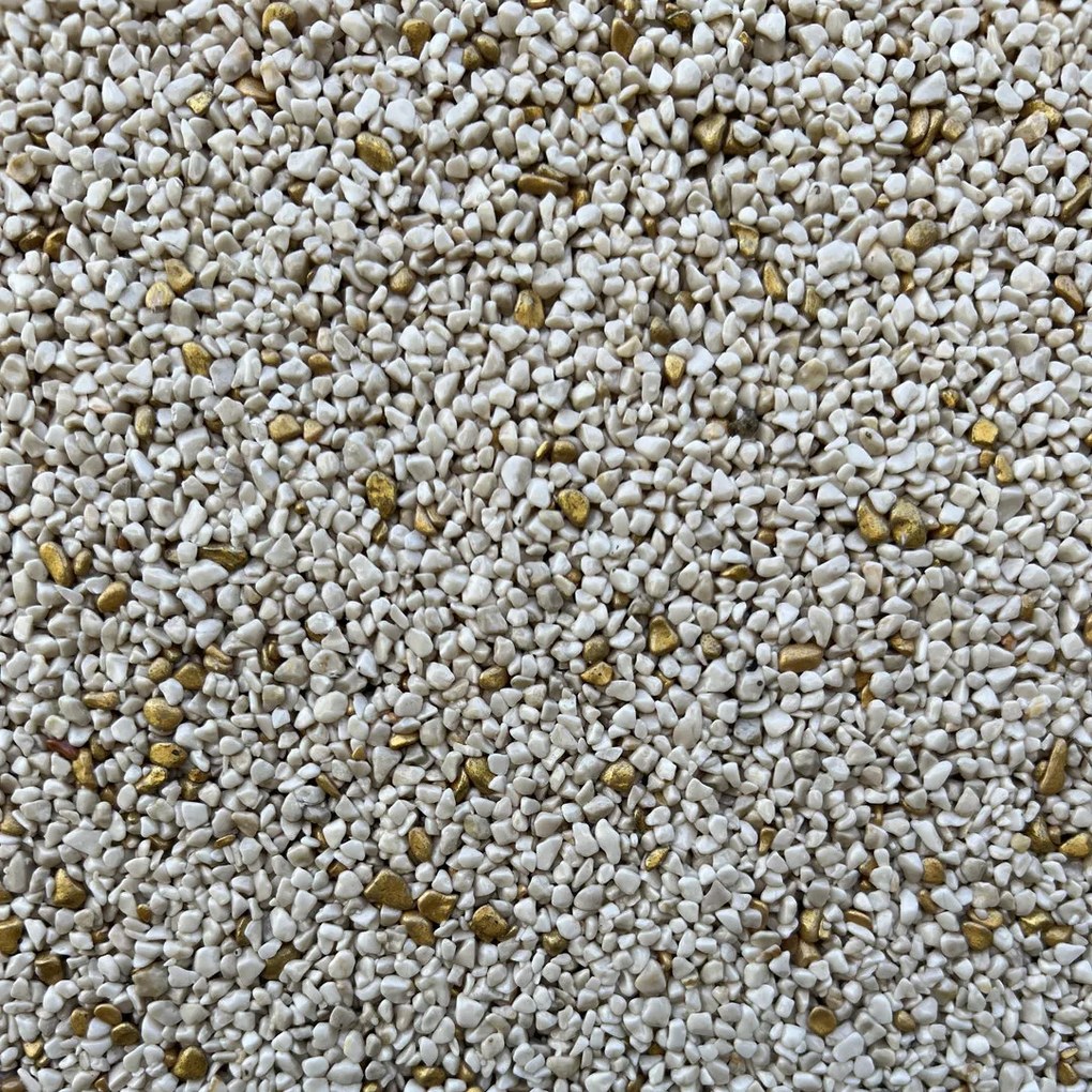 Báča Beton Kamenný koberec na podlahu Gold day Frakce: Střední (1 – 4 mm), vydatnost setu 1,8 m², Doporučené použití v: exteriéru - dvousložkový polyuretan
