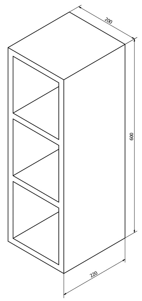 Sapho ESPACE otevřená policová skříňka 20x60x22cm, dub alabama ESC140-2222