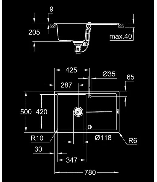 GROHE 31639AP0 - Dřez K400 780 × 500 mm kámen/černá