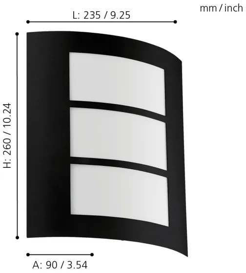 Eglo 99567 - Venkovní nástěnné svítidlo CITY 1xE27/40W/230V IP44
