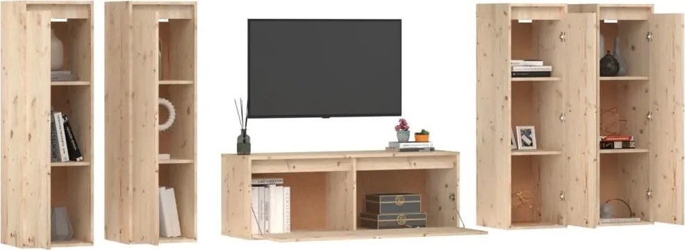 vidaXL TV skříňky 5 ks masivní borové dřevo [3100209] Barva: Černá