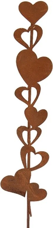 Rustikální rezavý zápich srdíčka Hearts Rust - 6*1*28 cm