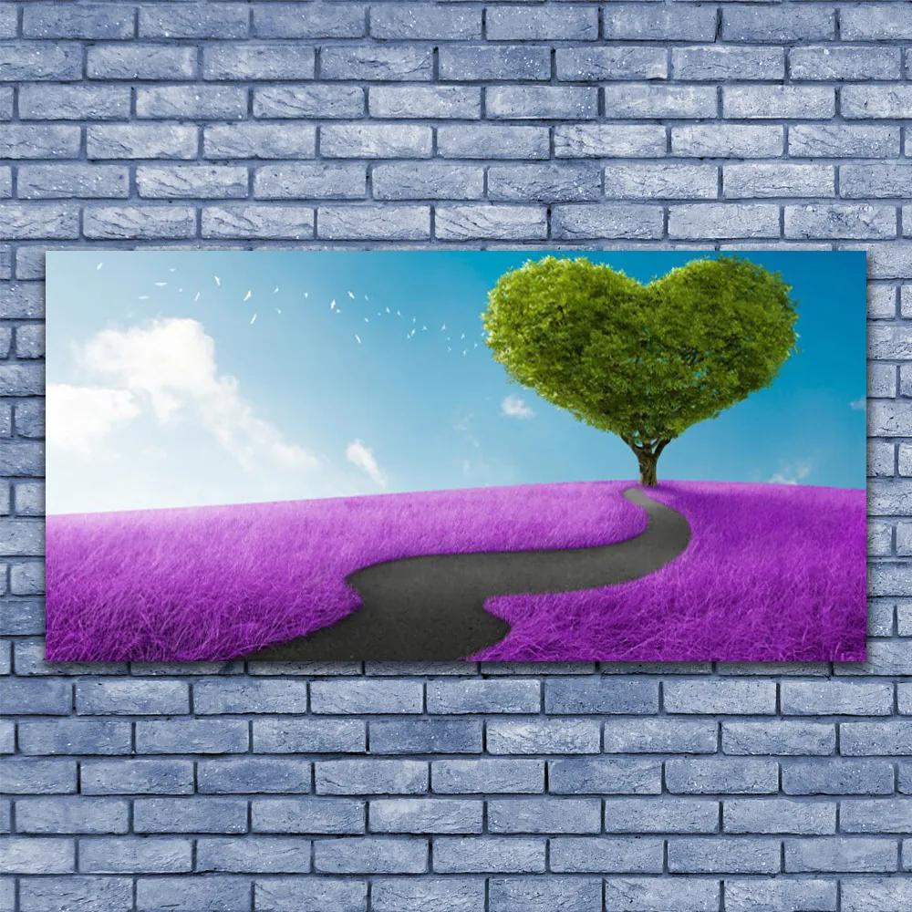 akrylový obraz Louka Stezka Strom Příroda 120x60 cm