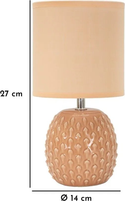 Broskvová keramická stolní lampa s textilním stínidlem (výška 27 cm) Pontus – Mauro Ferretti