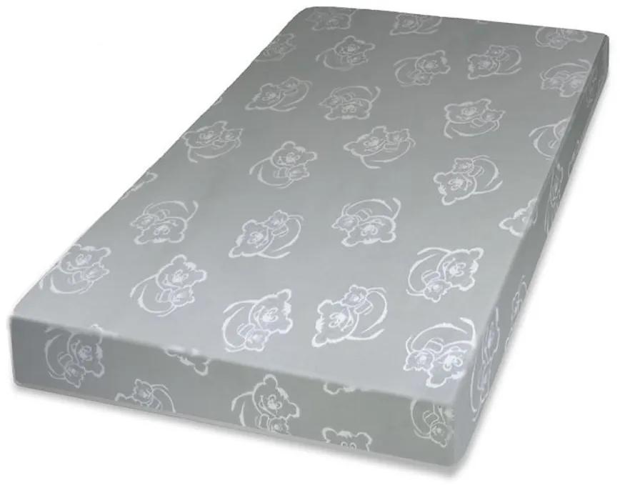 Dětská matrace s potahem COLORIDO, 70x140x10, šedá/bílý medvěd