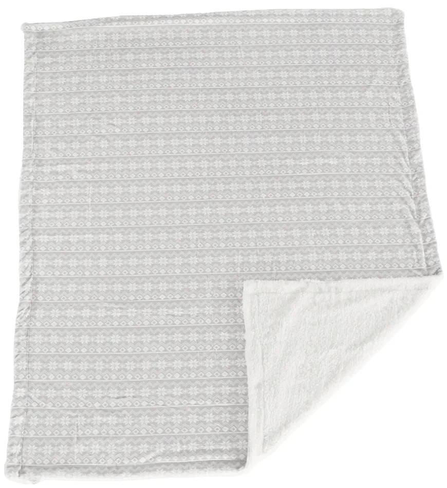 Oboustranná beránková deka MARITA 150x200 cm, šedá/bílá/vzor