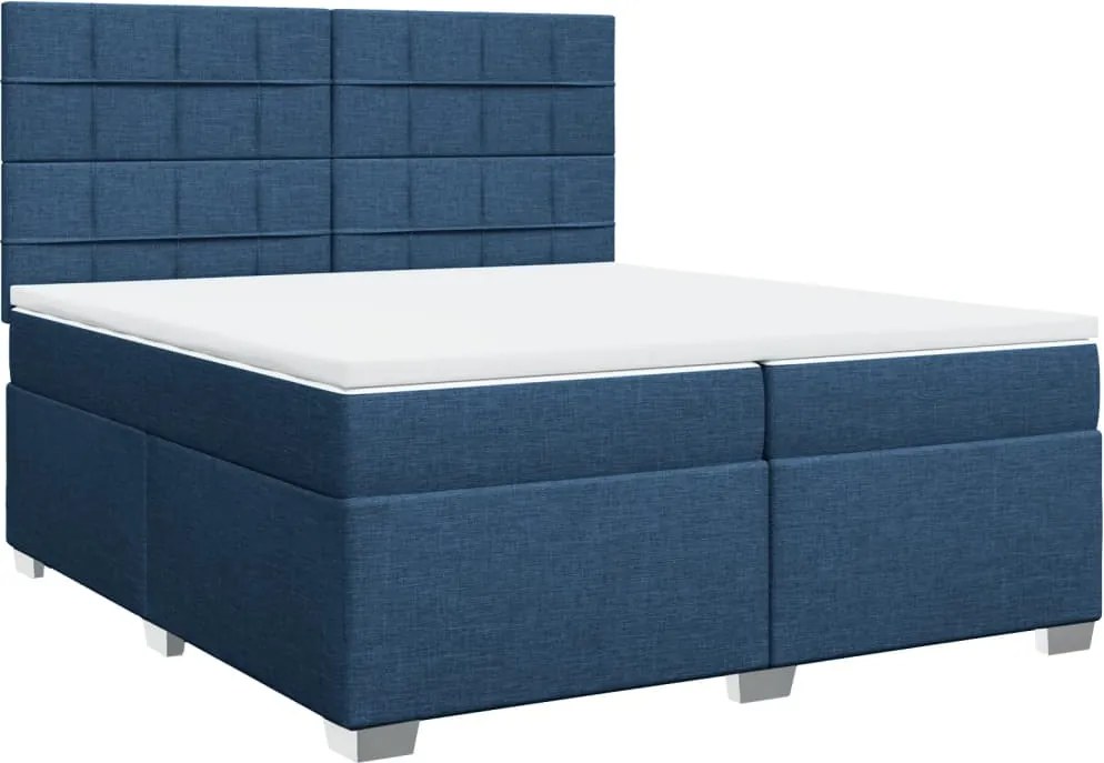 Box spring postel s matrací modrá 200x200 cm textil 3290601