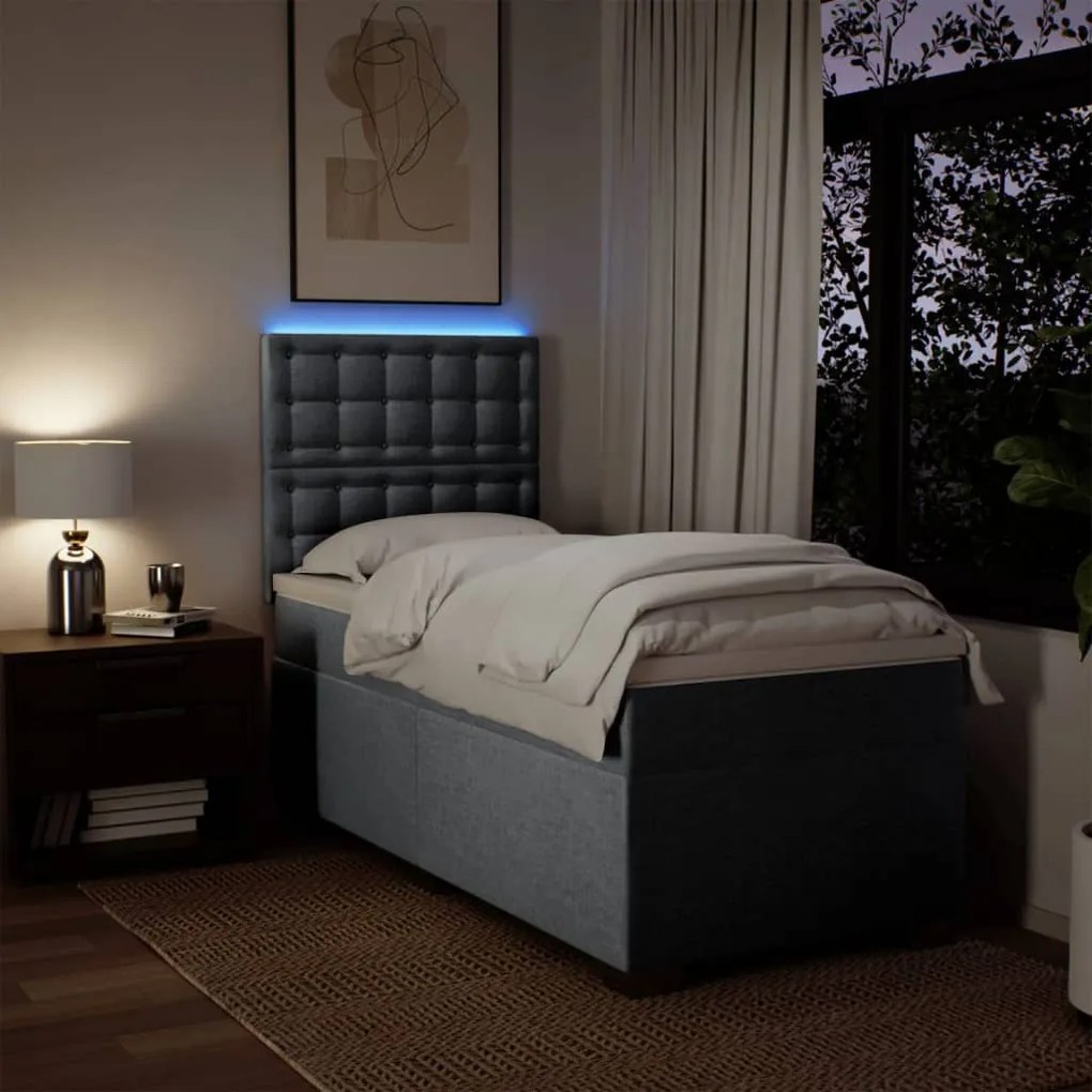 Box spring postel s matrací světle šedá 80 x 200 cm textil 3292629