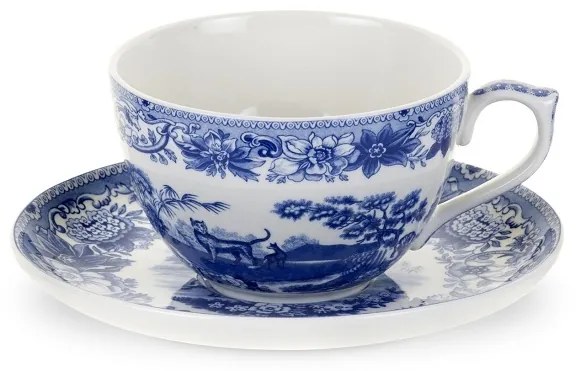 Portmeirion Velký porcelánový šálek s podšálkem - Italská modrá (Blue Room), 0,56l