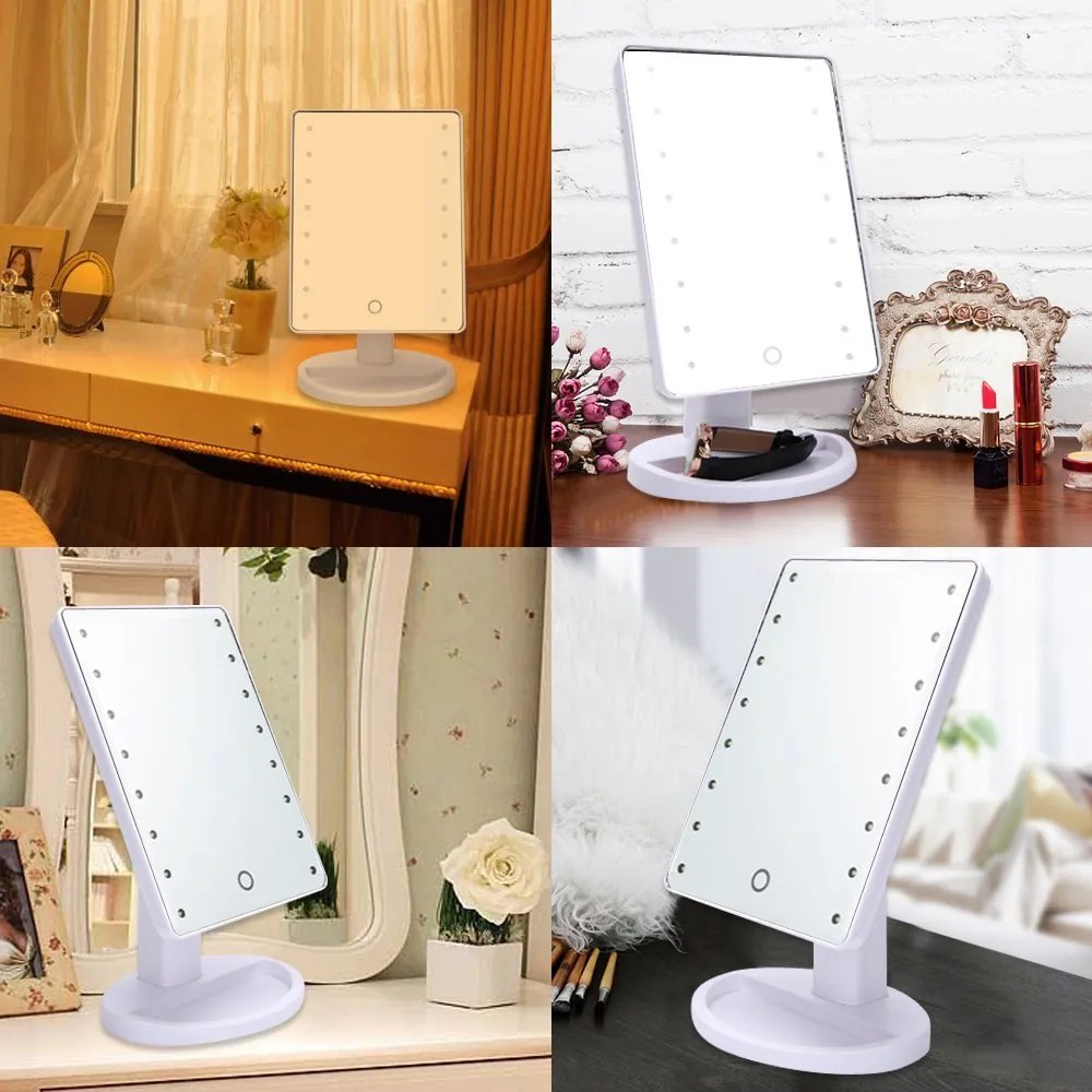 Bezdoteku Kosmetické make-up zrcátko s led osvětlením bílé