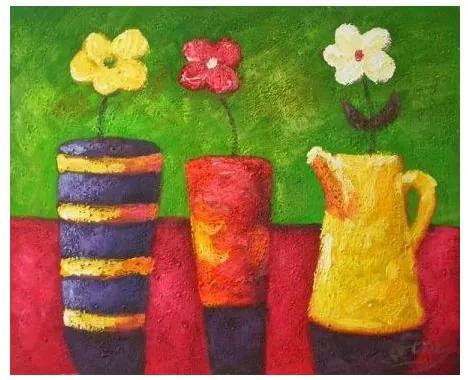 Obraz - Tři vázy a tři květy