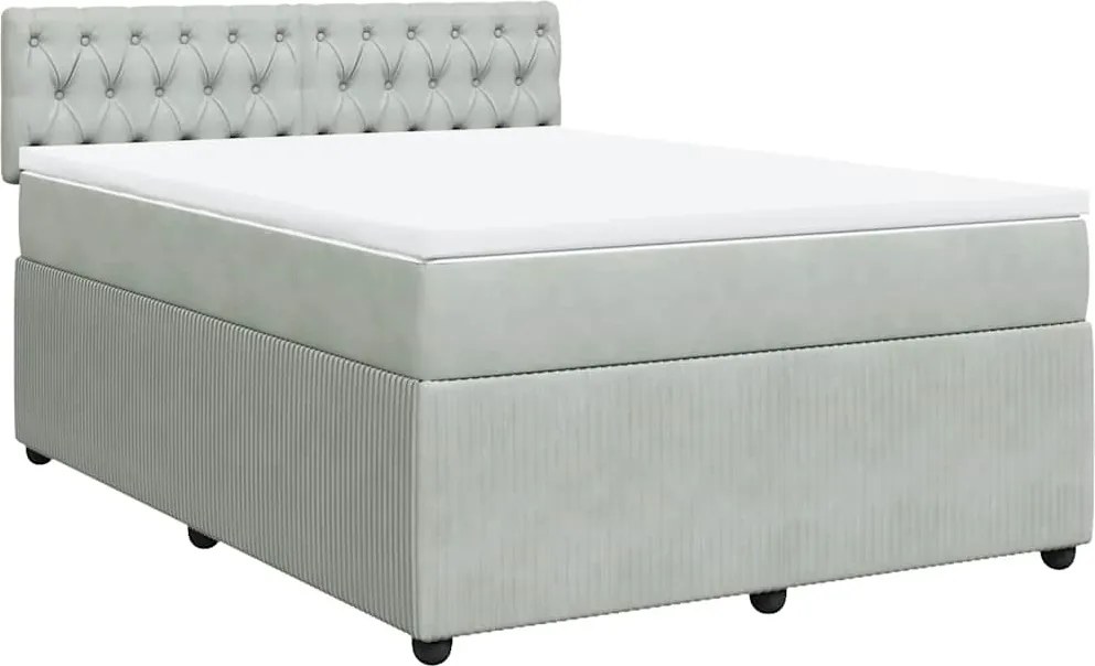 Box spring postel s matrací světle šedá 140x200 cm samet 3290064