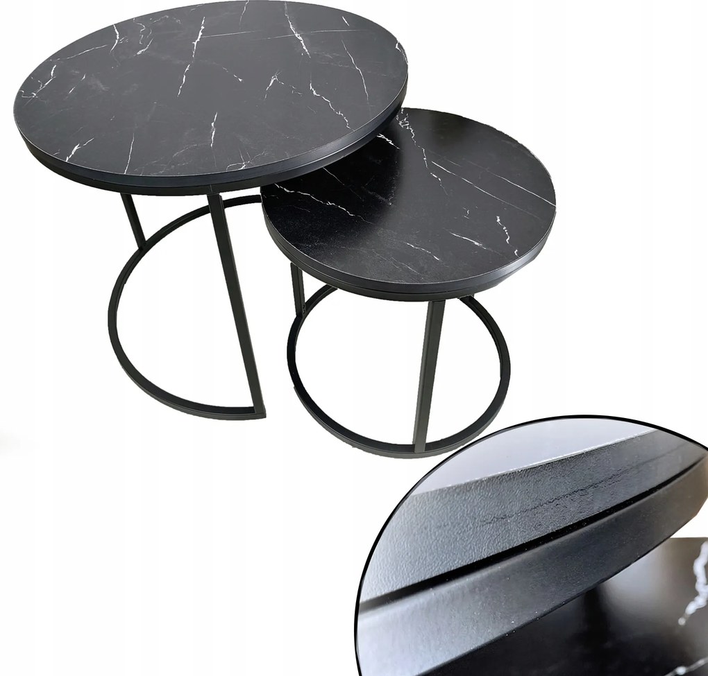 Konferenční stolky Loft Černý Marmur pevný Oreo table set stolků