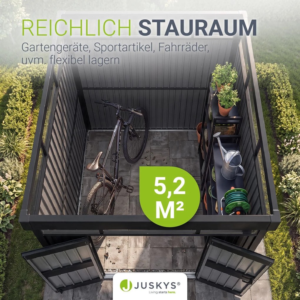 Juskys Kovový zahradní domek Luzern Barva: antracitová, Velikost: 7,8 m²