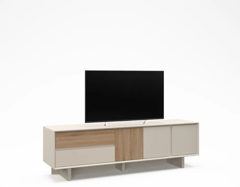 TV stolek v béžové a přírodní barvě v dekoru dubu 180x55x45 cm Carpi – Marckeric