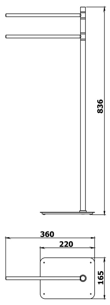 GEDY 1131 Artu stojan s držákem ručníků, hranatý, stříbrná