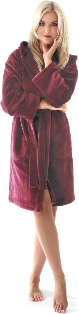 Krátký župan s kapucí Siena mauve wine 33 56 4853 - L/XL