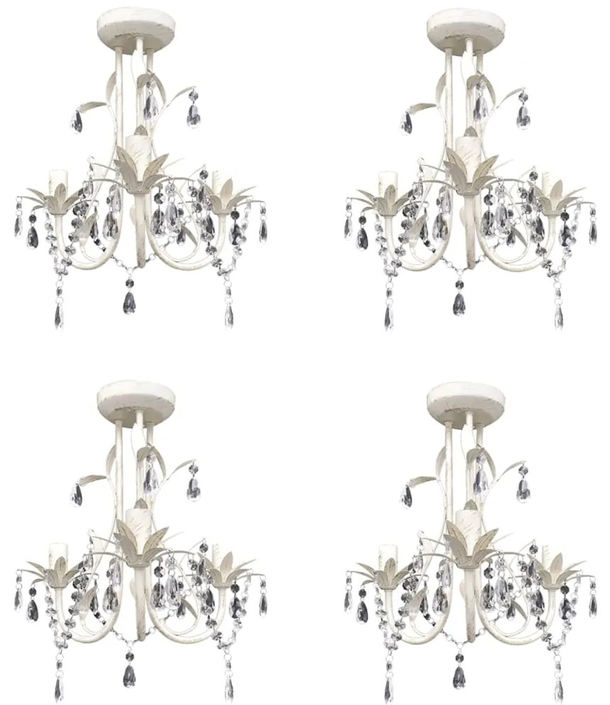 Křišťálové lustry 4 ks elegantní bílé 278739