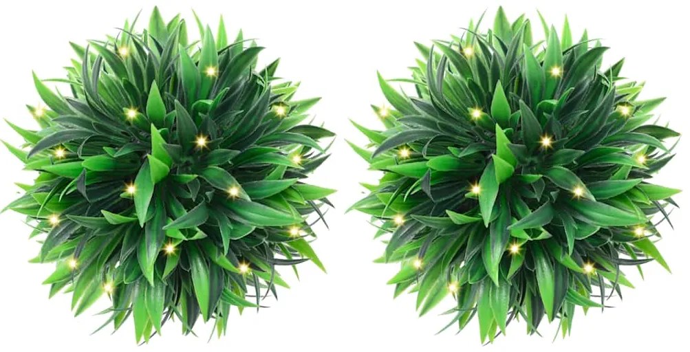Umělé buxus koule s LED světly 2 ks zelené 20 cm 3335899