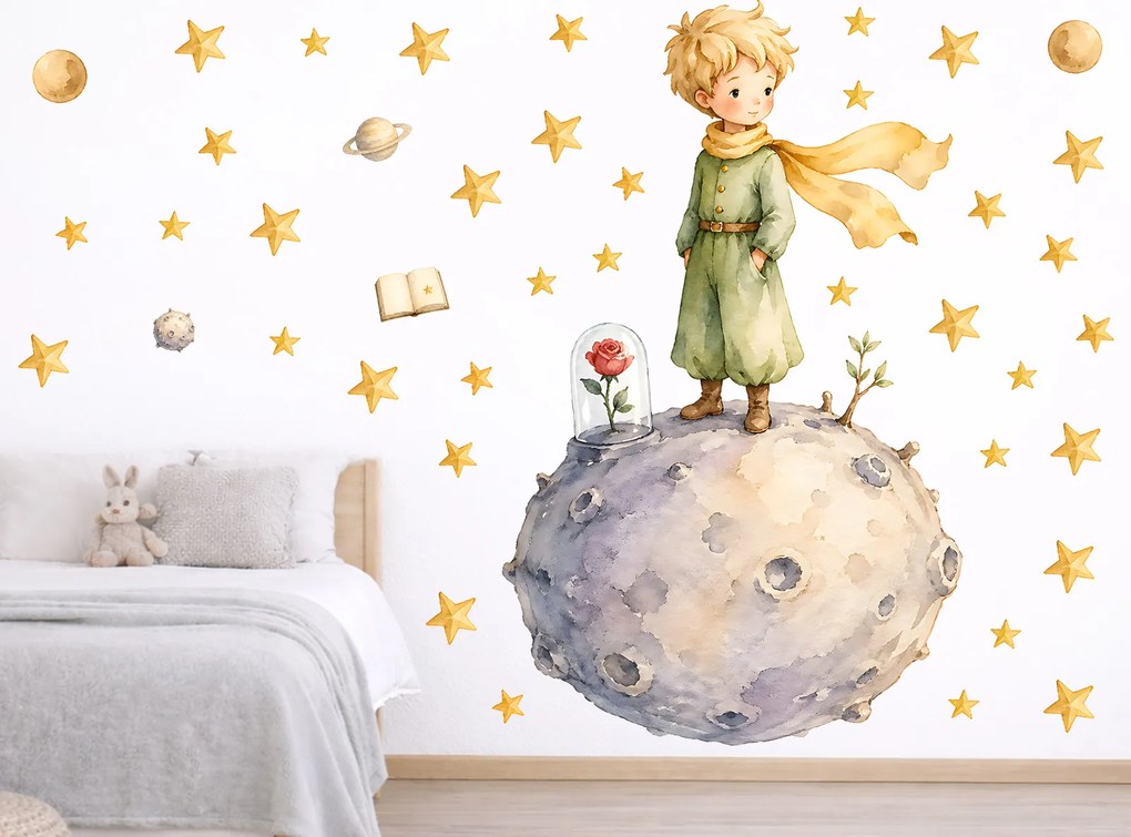 Malý Princ samolepky na zeď pro kluky arch 47 x 75 cm