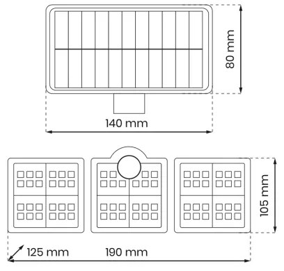 LED Solární reflektor se senzorem pohybu LED/20W/3,7V 1200 mAh IP44 + DO