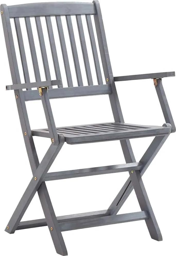 vidaXL Skládací zahradní židle s poduškami 2 ks masivní akáciové dřevo [3064494] Barva: Šedá