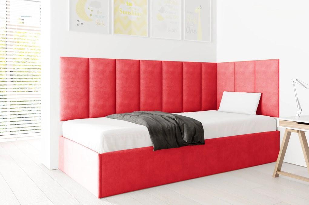 Eka Čalouněná postel Lucy s čalouněnými panely ZDARMA - 90x200 cm Barva látky Trinity: Růžová (Trinity 2310)