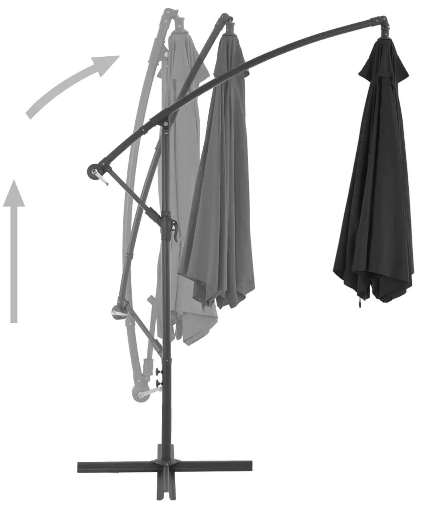Konzolový slunečník s hliníkovou tyčí 300 cm černý - Default Title