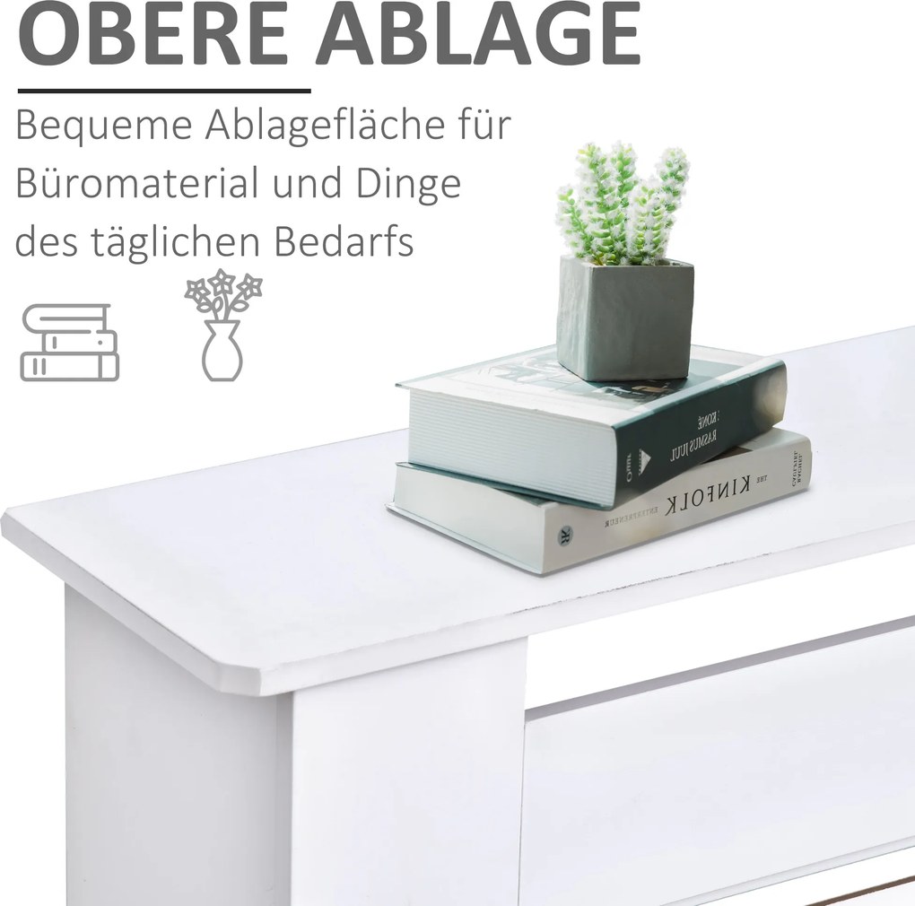 HOMCOM Rozkládací Kryt Radiátoru s Moderním Designem 139-208,5 x 20,5 x 82,5 cm MDF Bílá