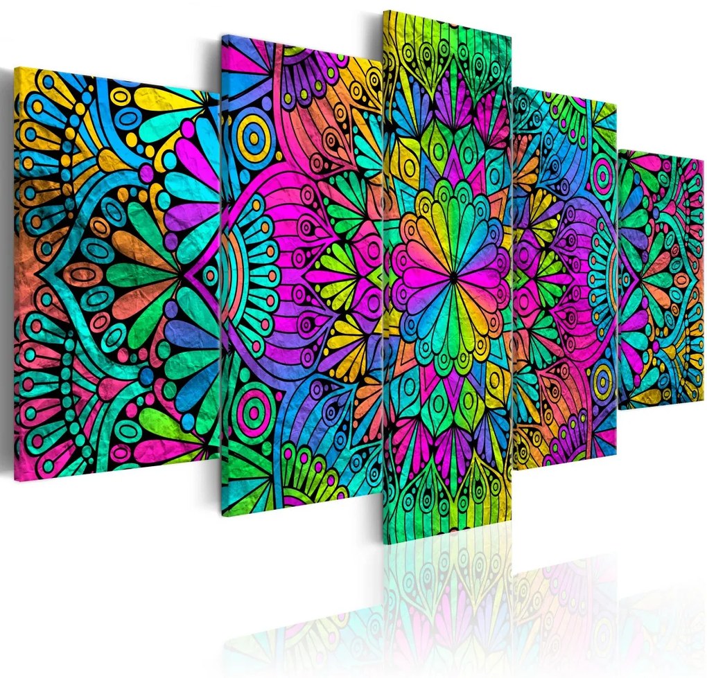 Obraz Mandala hippie + háčky a hřebíčky ZDARMA Velikost (šířka x výška): 200x100 cm