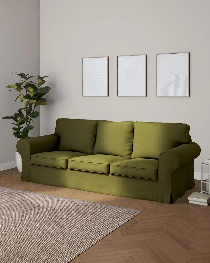 Potah na pohovku IKEA Ektorp 3-místná, rozkládací STARÝ MODEL PIXBO barva zelená látka pletený vzor