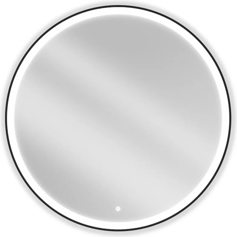 Mexen Esso, kulaté LED podsvícené koupelnové zrcadlo 100 cm, 6000K, topná podložka proti zamlžování, černý rám, 9825-100-100-611-70