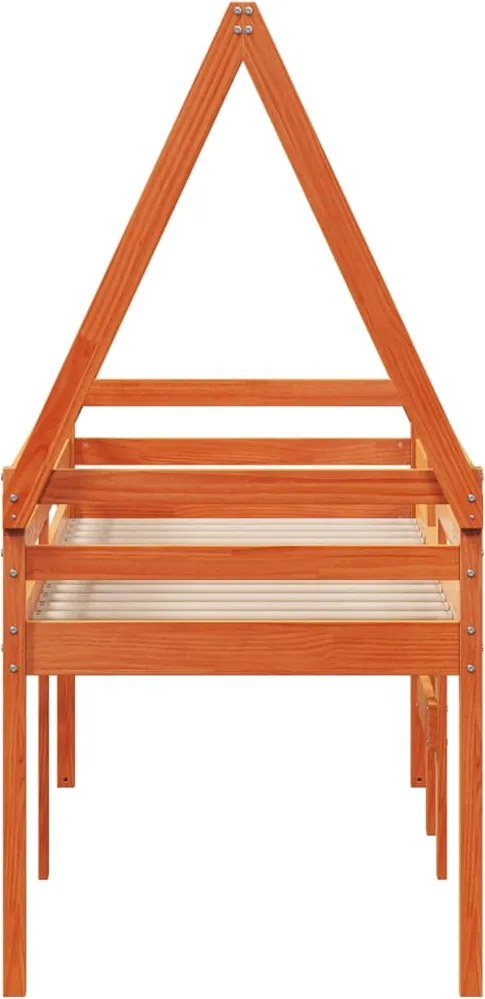 Patrová postel se střechou voskově hnědá 75 x 190 cm borovice 3282103