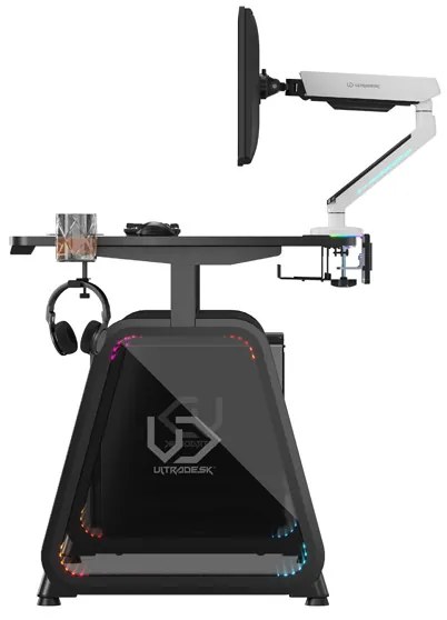 Herní stůl UTRADESK BOOSTER - 136 cm, podsvícený, černý