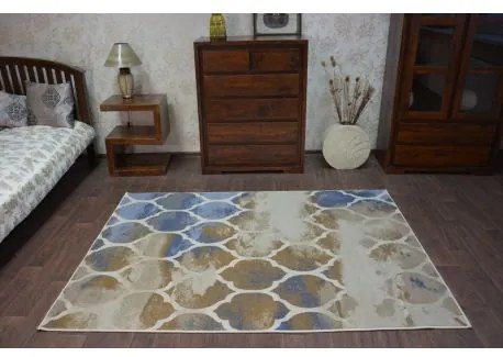 koberec DROP JASMINE 761 Tmavá béžová/Světle modrá velikost 133x190 cm | krásné koberce cz