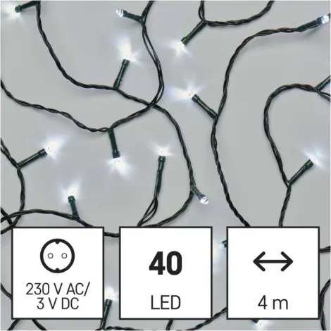 Vánoční osvětlení EMOS D4AC01 ZY0801T 40LED řetěz 4m studená bílá s časovačem