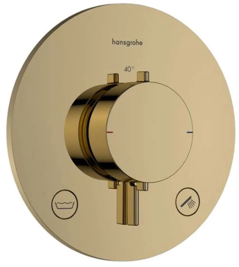 Hansgrohe Ecostat Comfort S - Termostatická baterie pod omítku, pro 2 spotřebiče, leštěný vzhled zlata 33718990