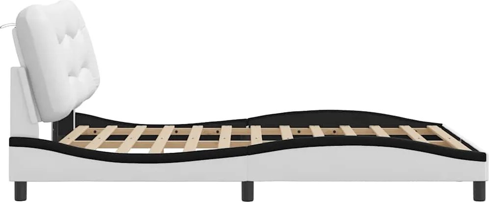 Rám postele bez matrace Hvar bílý a černý 140 x 200 cm umělá kůže 3208008