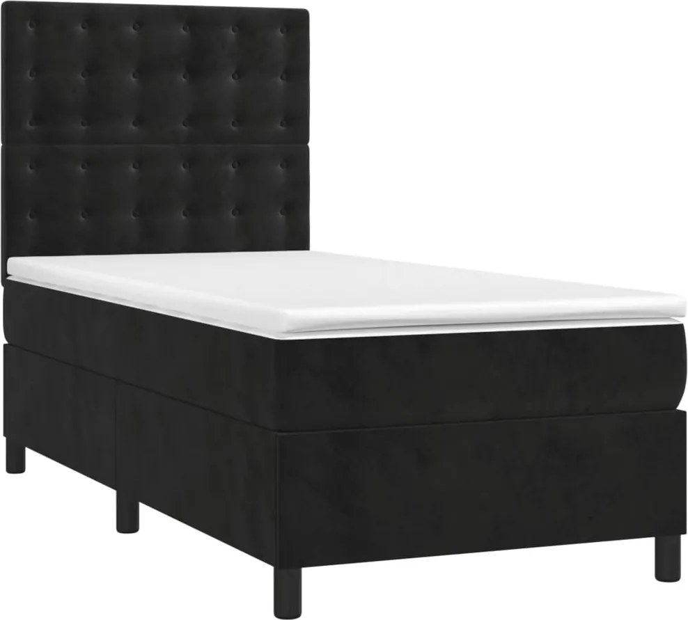 Box spring postel s matrací černá 100x200 cm samet 3143249