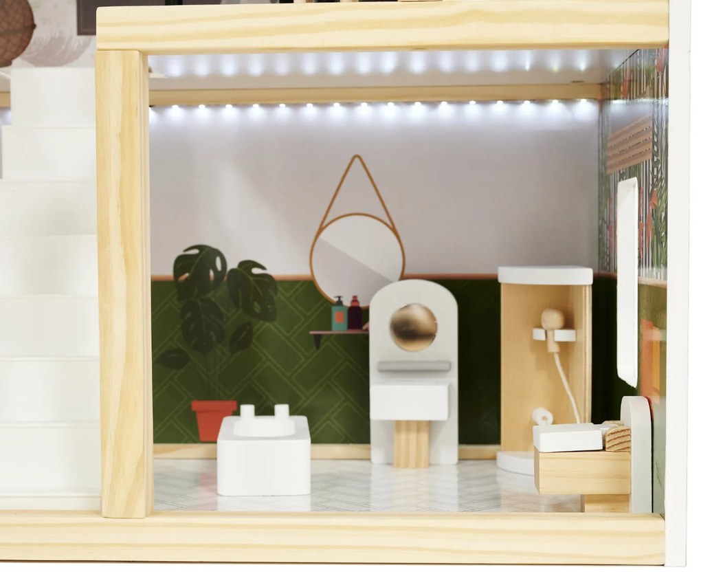 Creative Corner Dřevěný domeček pro panenky LULILO FLORO boho LED