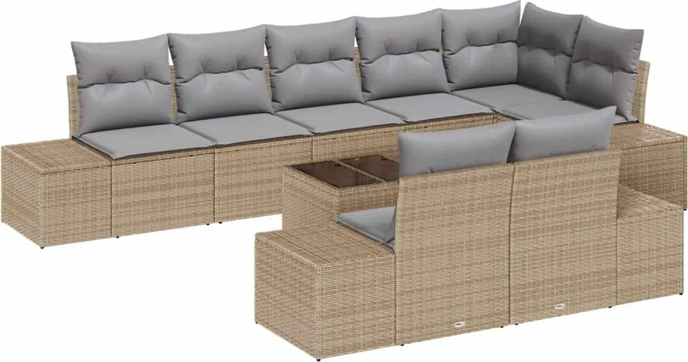 Sada zahradních pohovek 9 ks Beige a šedá polyratan 3347120