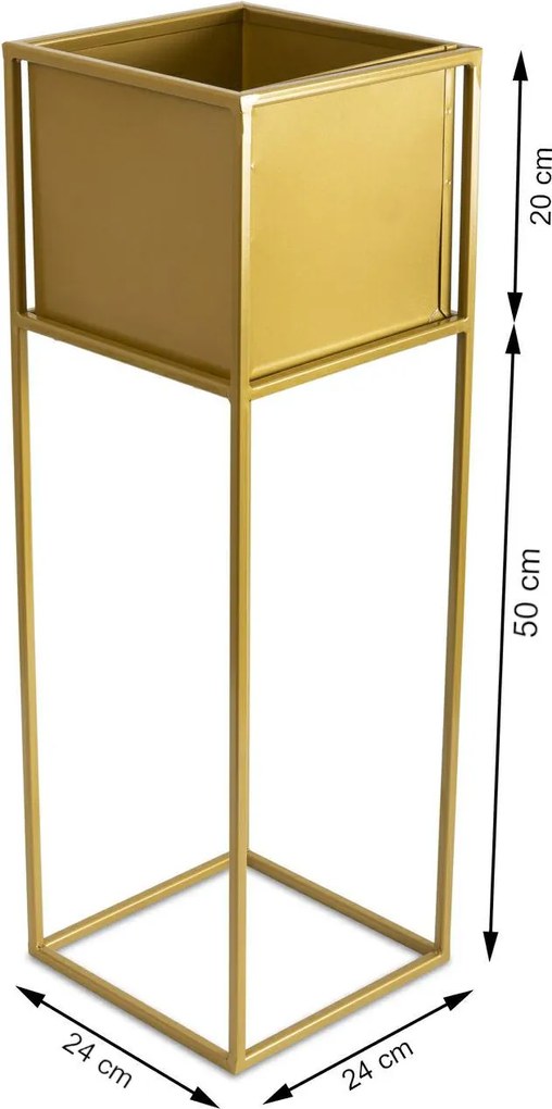 KOVOVÝ KVĚTINÁČ SE STOJÁNEM PLAIN 70X24 CM ZLATÁ